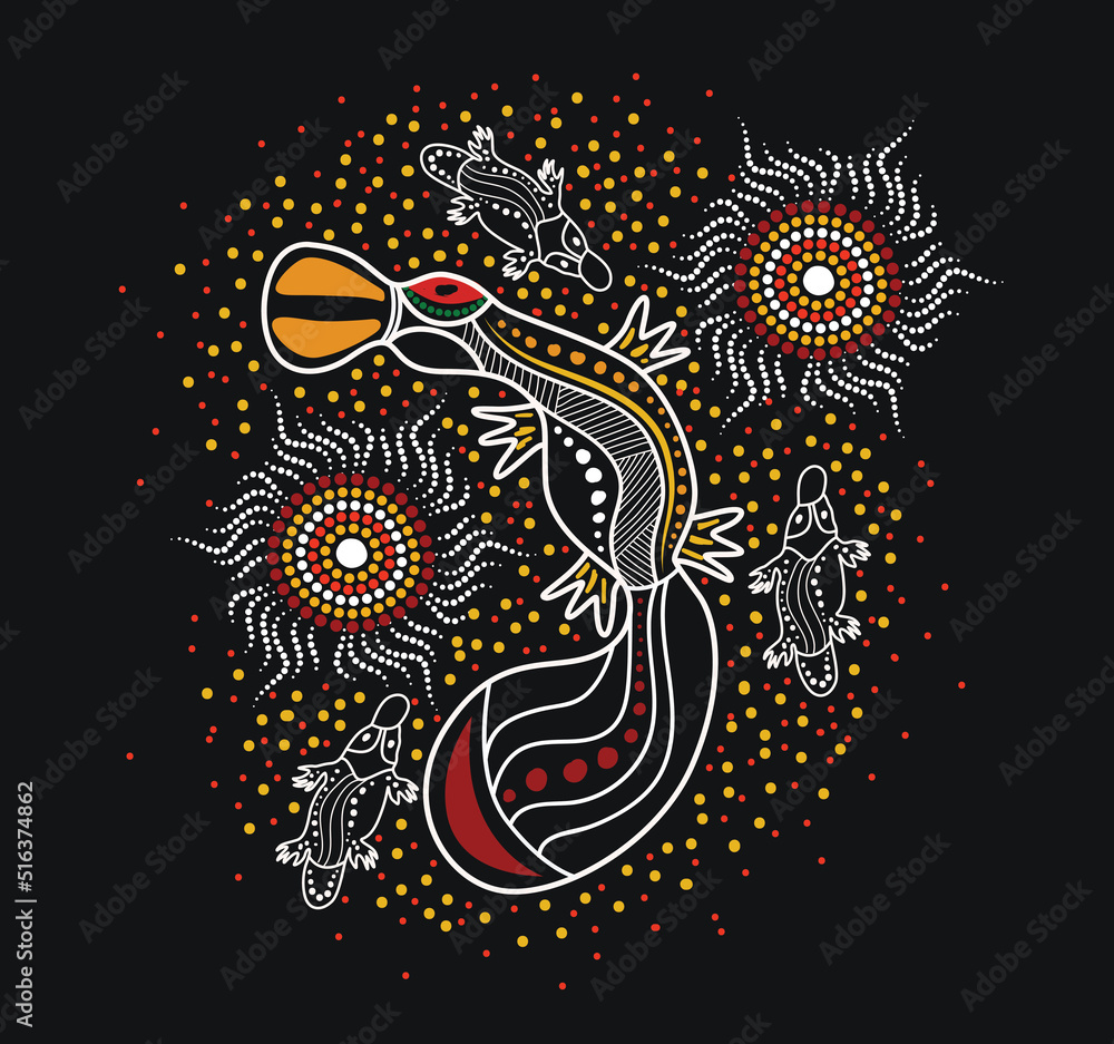 Aboriginal style of platypus art - Illustration Stock Vector | Adobe Stock