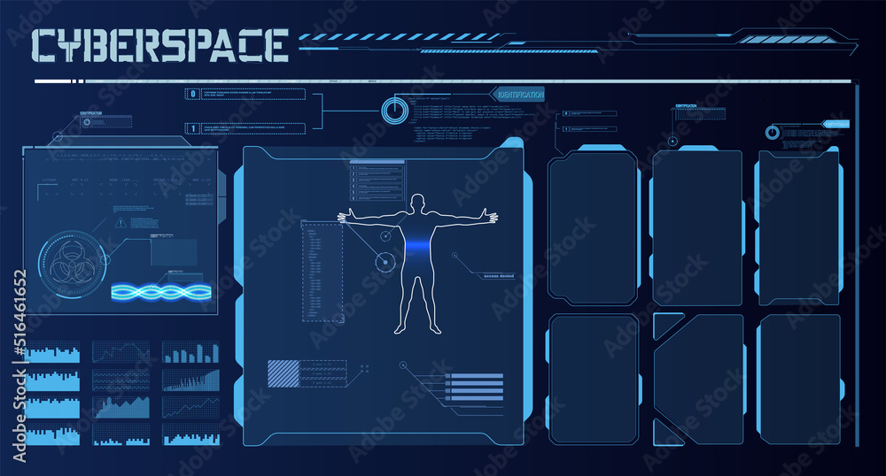 Modern medical examination HUD style. Human body scan Anatomy, Ecg ...