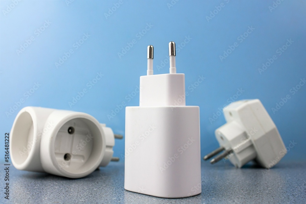 Stock-Foto „Electrical adapters for sockets. Adapters for different ...