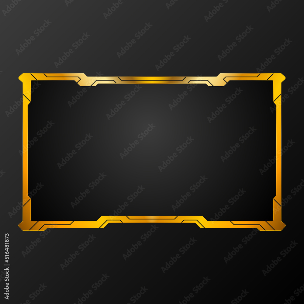 Vector de Stock Luxury golden live stream overlay game ui video border ...