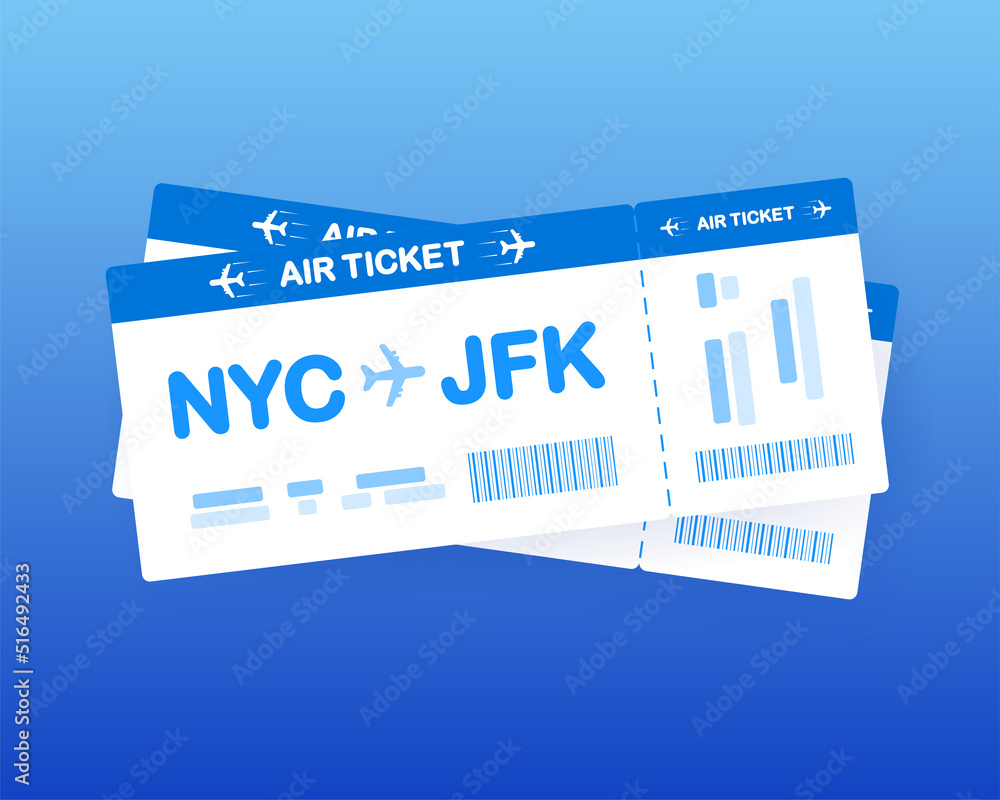 Modern and realistic airline ticket design with flight time and ...