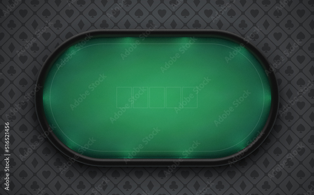 Poker table with realistic black leather frame, made of green dense ...