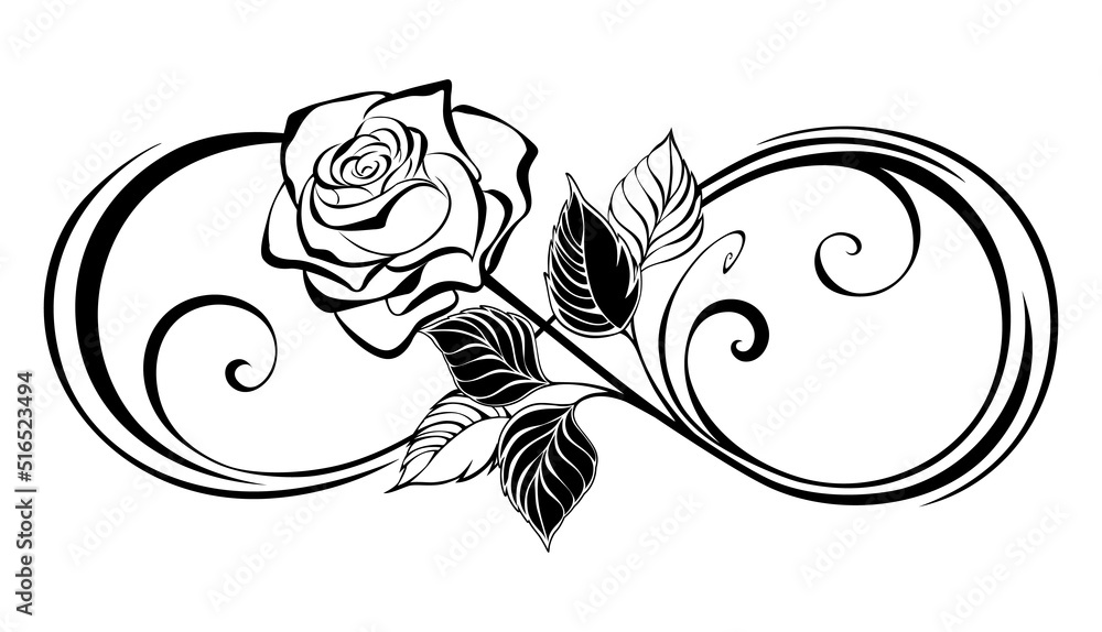 Infinity symbol with outline rose Stock Illustration | Adobe Stock