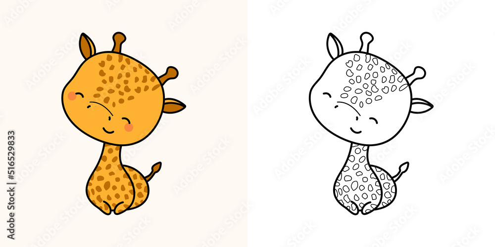 Cute Giraffe Clipart for Coloring Page and Illustration. Happy Clip Art ...