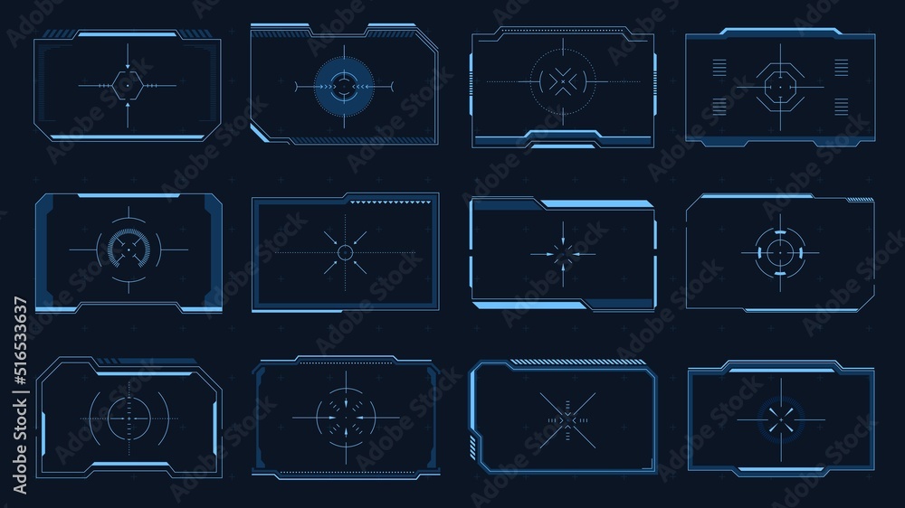 HUD frame. Sci-Fi game screen interface element, target border UI ...