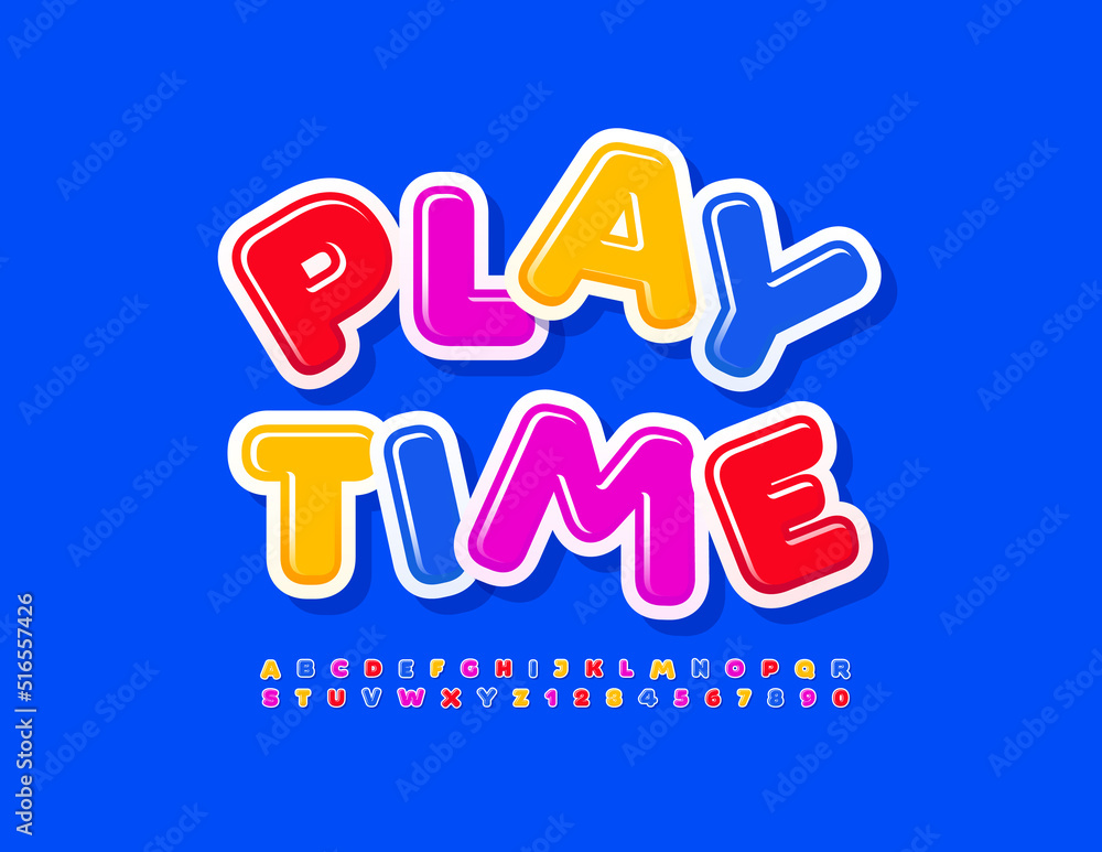 Vector Playful logo Play Time. Colorful Alphabet Letters and Numbers ...