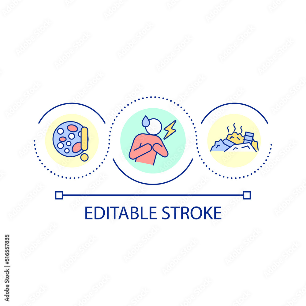 Health problem and unsanitary conditions loop concept icon. Dirt and ...