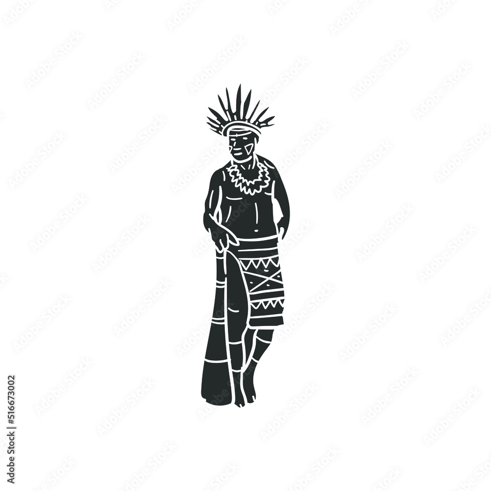 Aboriginal Icon Silhouette Illustration. Amazon Tribe Vector Graphic ...