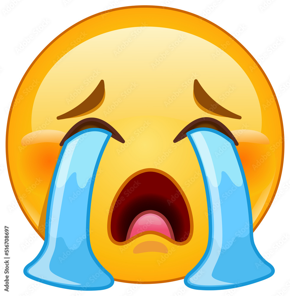 Emoji emoticon face loudly crying Stock Vector | Adobe Stock