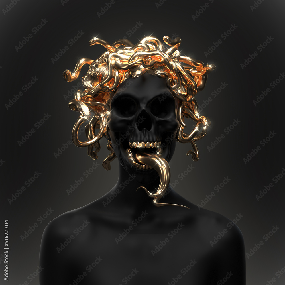 Abstract illustration from 3D rendering of black female with screaming ...