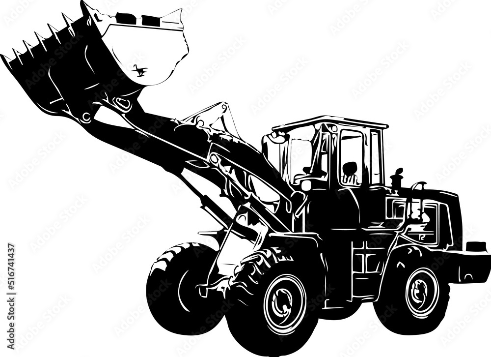 Vector de Stock Silhouette of jcb machine, Stencil drawing of jcb ...