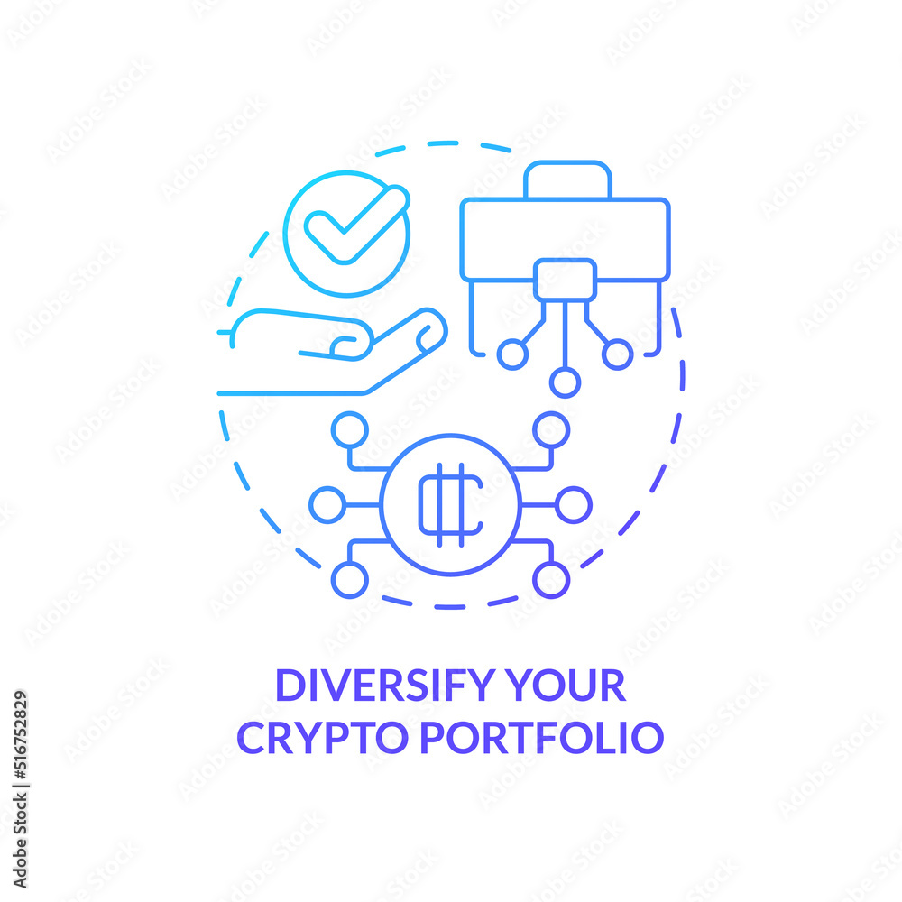 Diversify your crypto portfolio blue gradient concept icon. Multiple ...