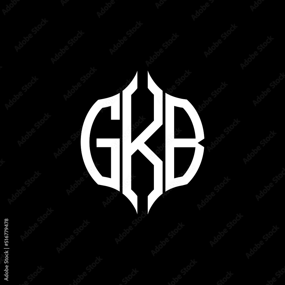 GKB letter logo. GKB best black background vector image. GKB Monogram ...