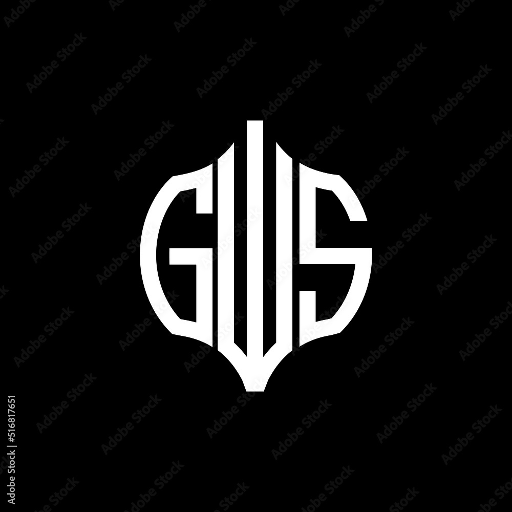 GWS letter logo. GWS best black background vector image. GWS Monogram ...