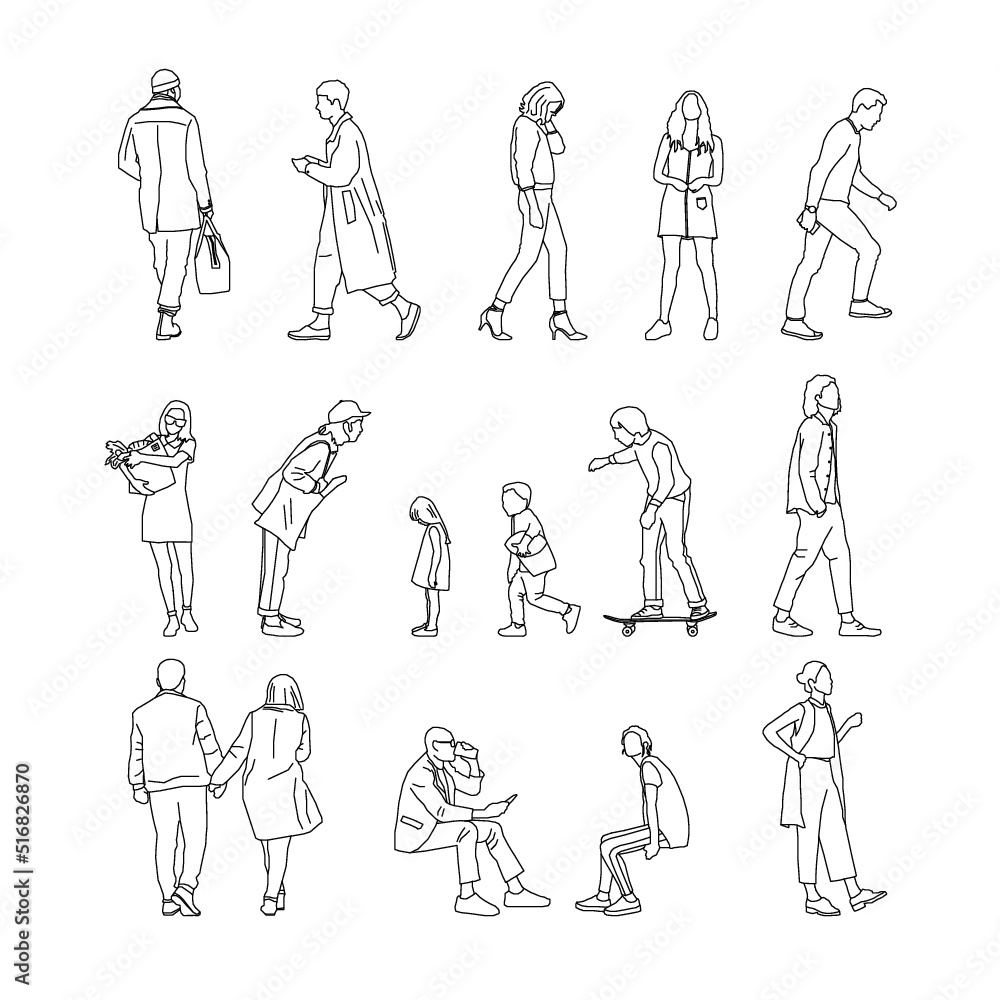 Architecture People | Detailed | 2D people | Section Elevation View ...