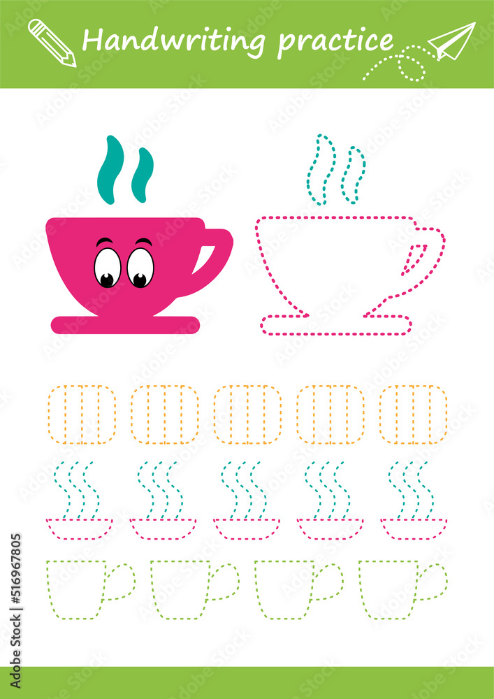 Handwriting pactice. Education developing worksheet. Activity page ...