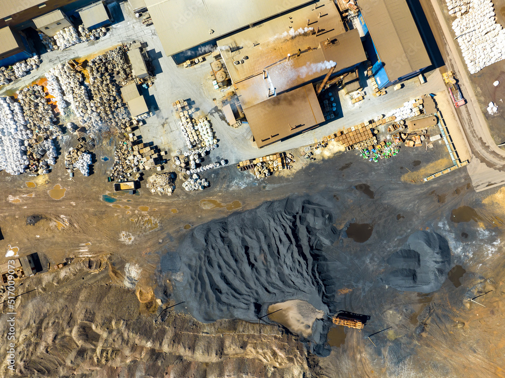 Factory view from the air. The place where toxic waste is kept on the ...