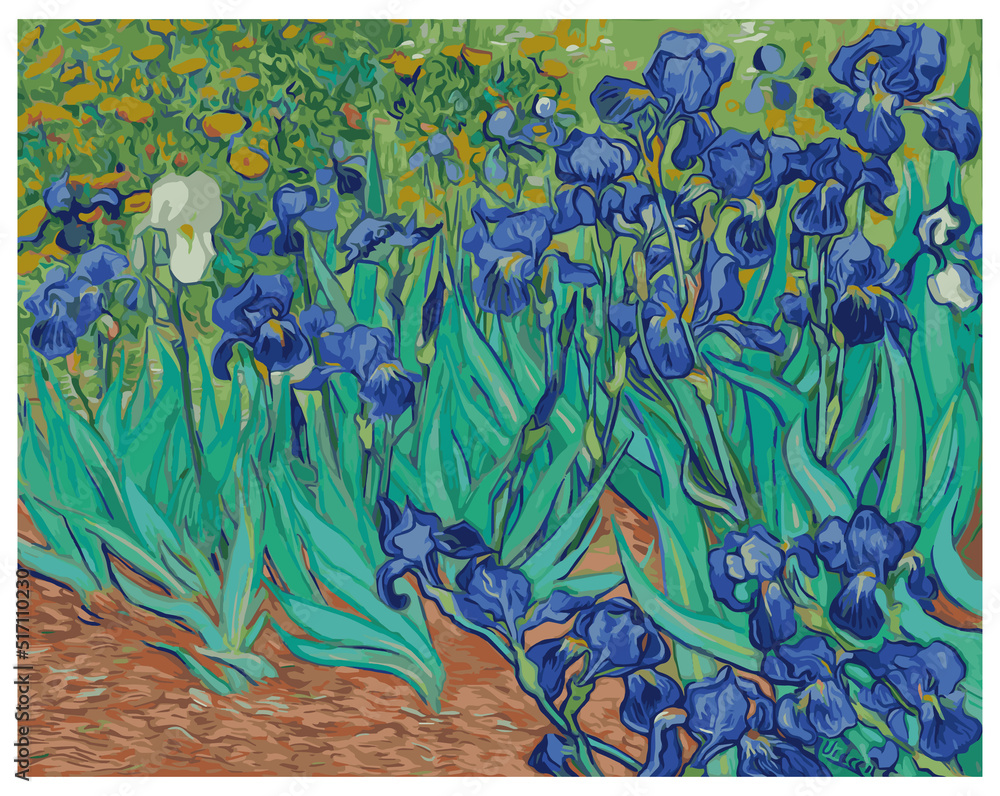 Vincent Van Gogh Irises classic art painting Stock Vector | Adobe Stock