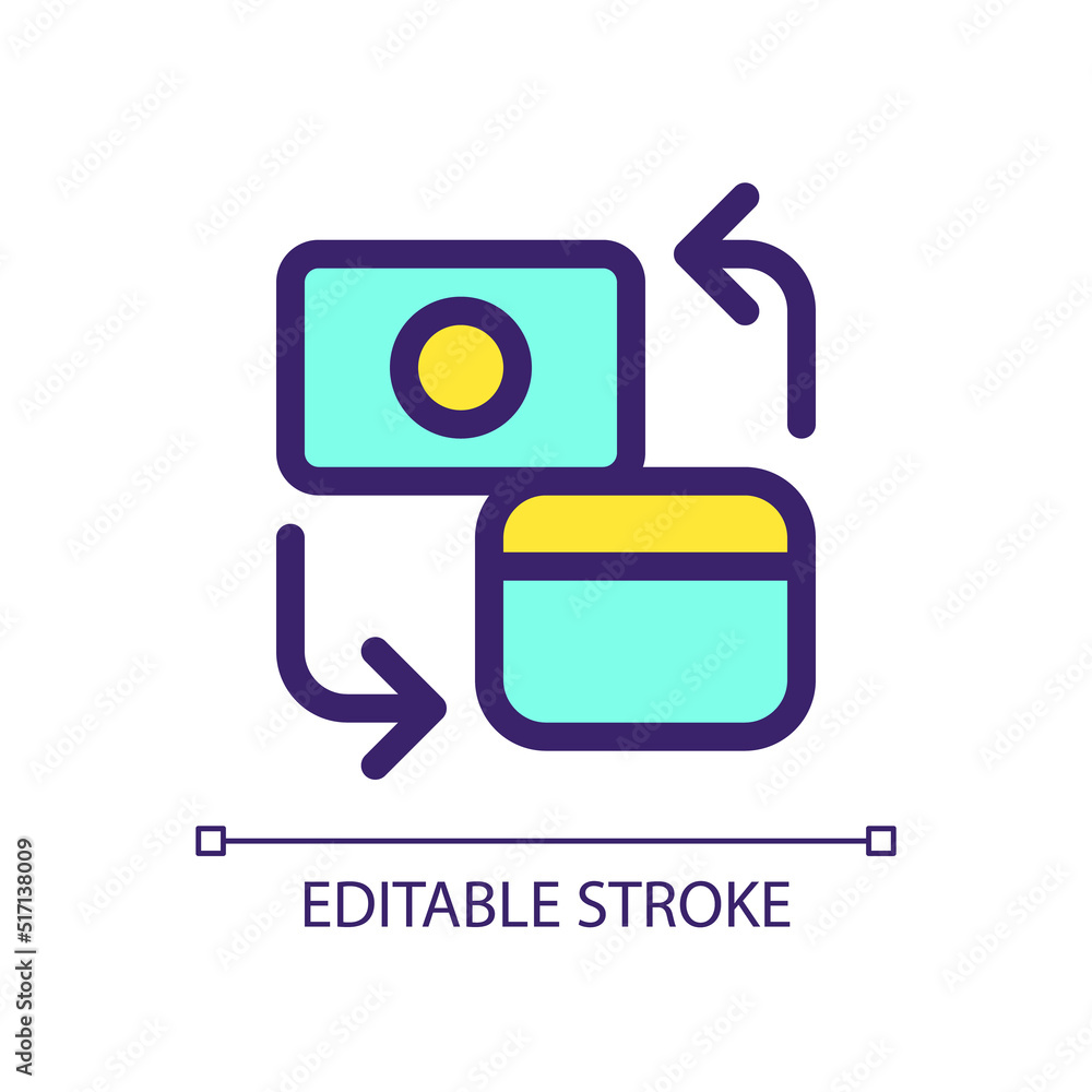 Different banks accounts transfer pixel perfect RGB color ui icon ...