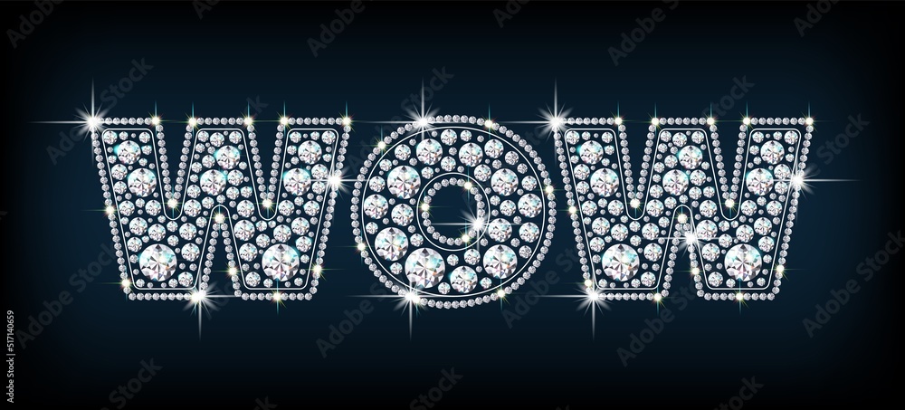 Letters WOW made from sparkling diamonds vector Stock Vector | Adobe Stock