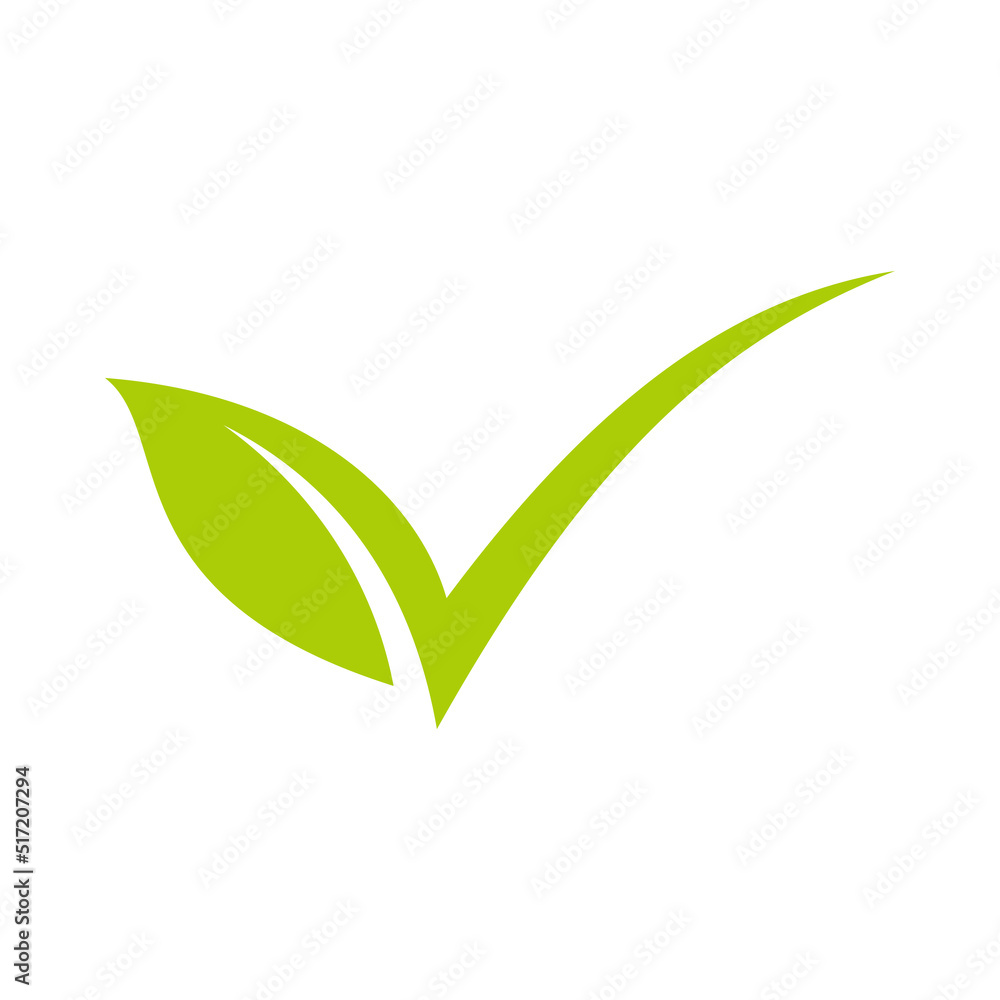 Check mark Green Leaf Environment Icon Vector Logo Template Stock ...