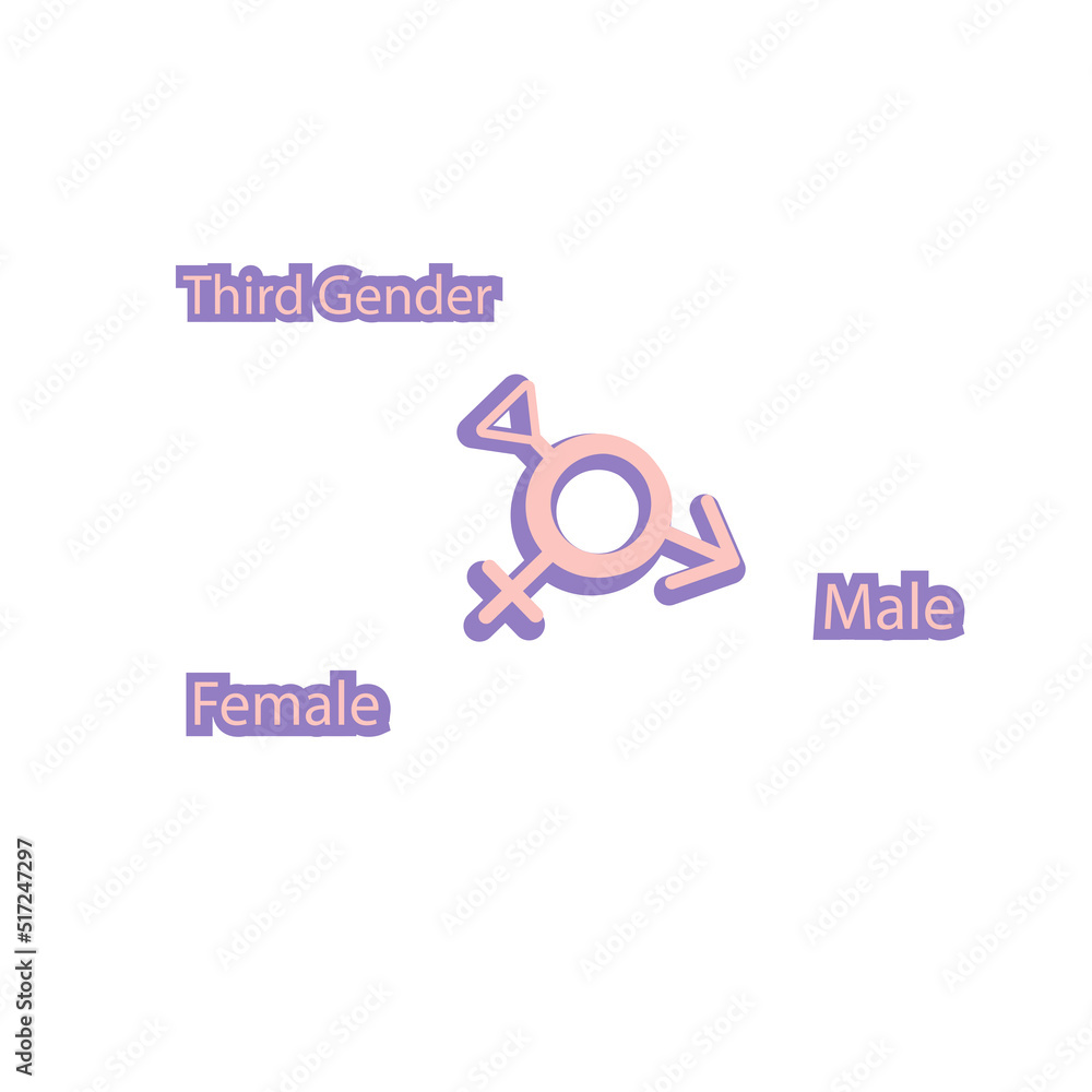 Vector illustration set of gender symbols male female and third sex ...