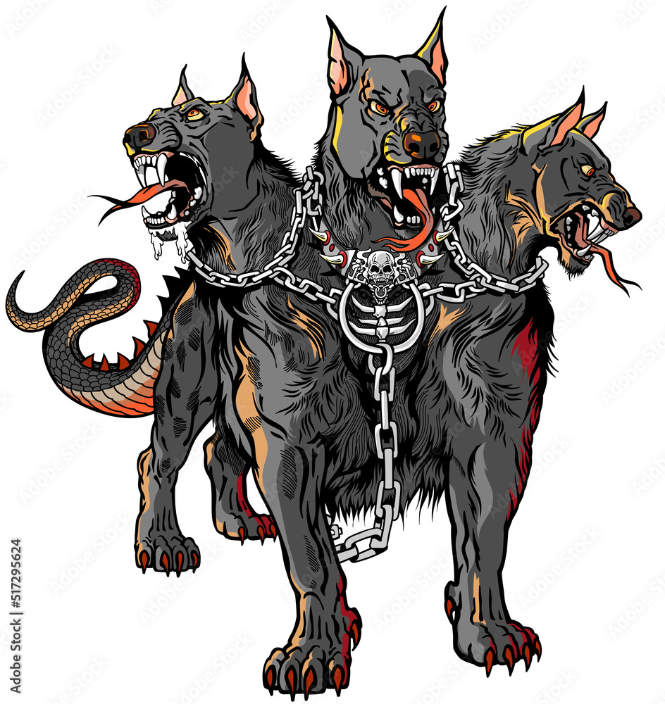 Cerberus hellhound Mythological three-headed dog the guard of the ...