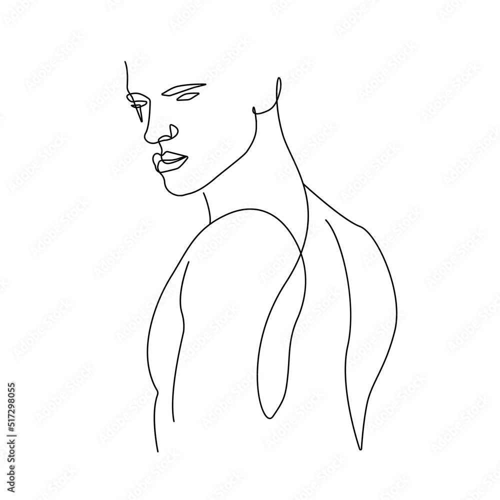 Continuous One Line Drawing of Abstract Male Body. Man Body Line Art ...