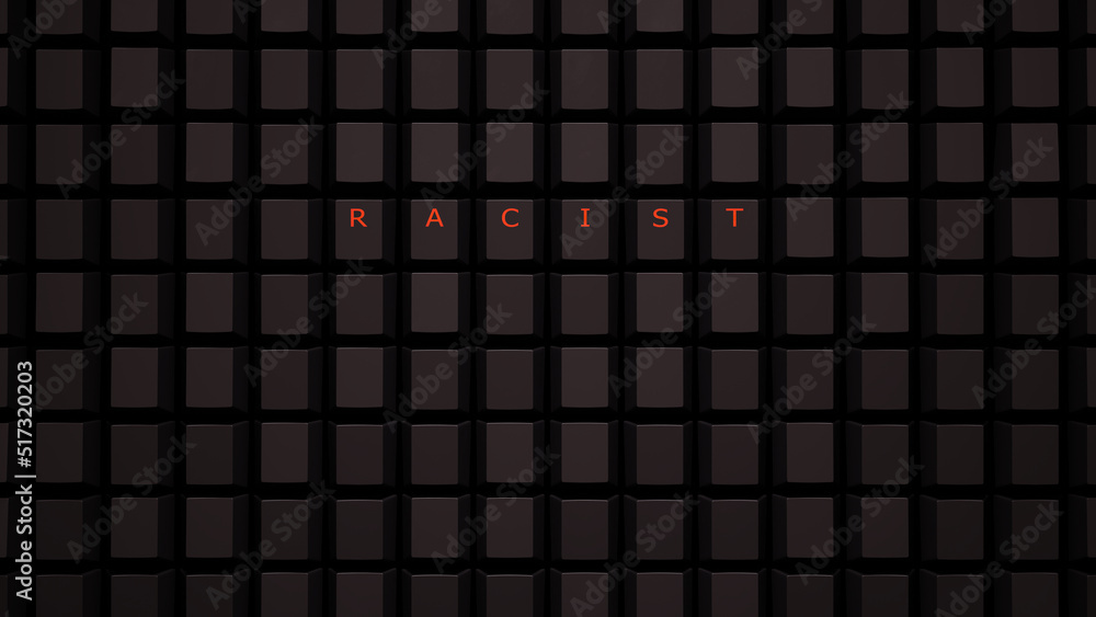 Online Racist Concept Illuminated Orange Keys on a Black Keyboard Grid ...