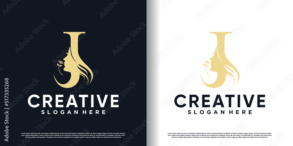 Letter logo J with beauty concept Premium Vector Stock Vector | Adobe Stock