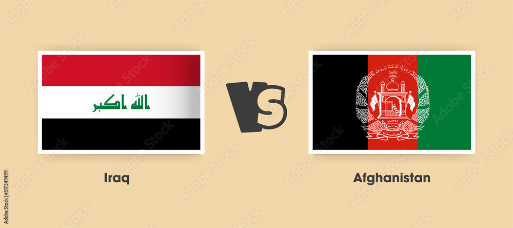 Iraq vs Afghanistan flags placed side by side. Creative stylish ...