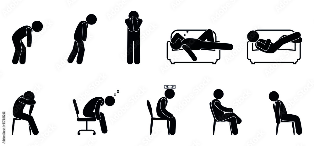 stickman resting, overwork icon, stick figure man resting, isolated ...