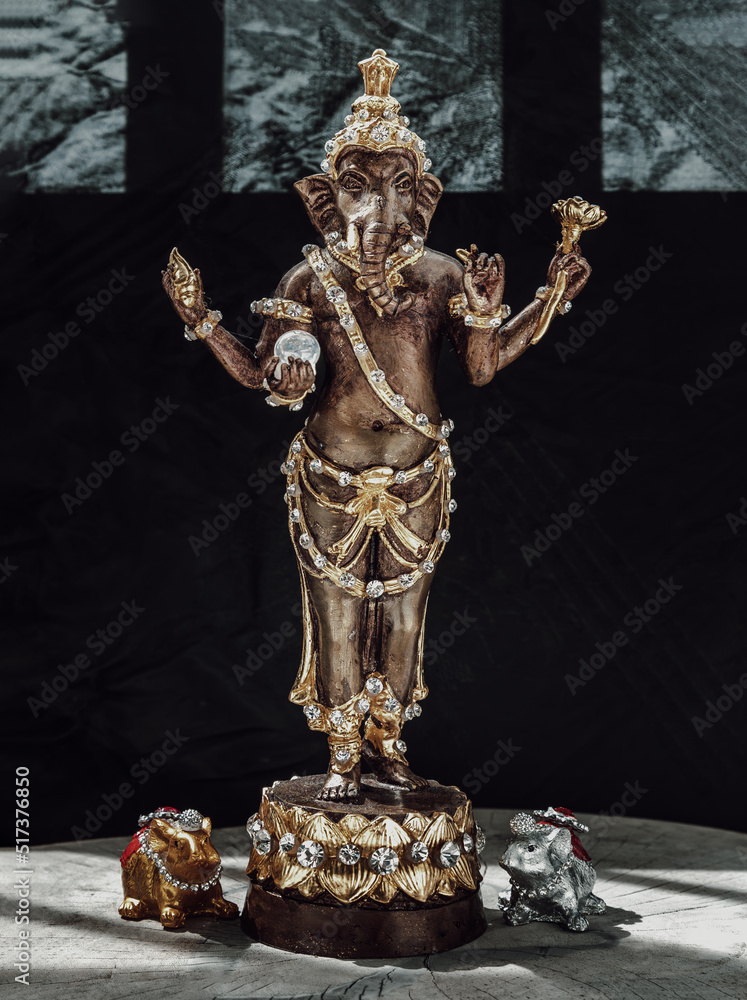 Bangkok, Thailand - Jul 07, 2022 : Bronze figurine of Lord ganesha and ...
