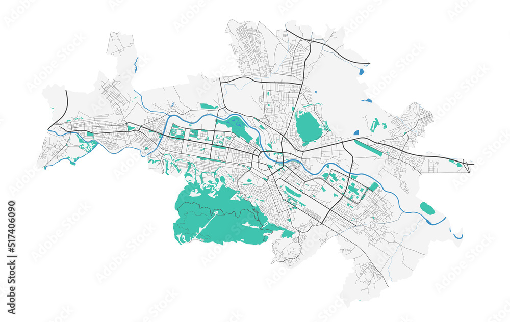 Skopje vector map. Detailed map of Skopje city administrative area ...
