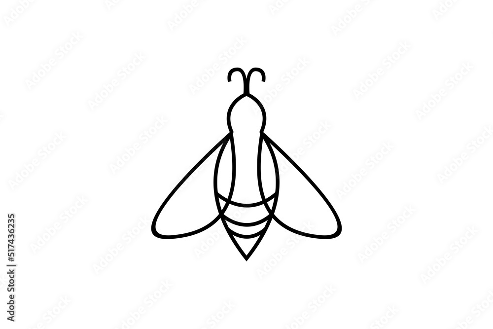 Cartoon Line Art Honey Bee Bumblebee logo clip art design Stock Vector ...