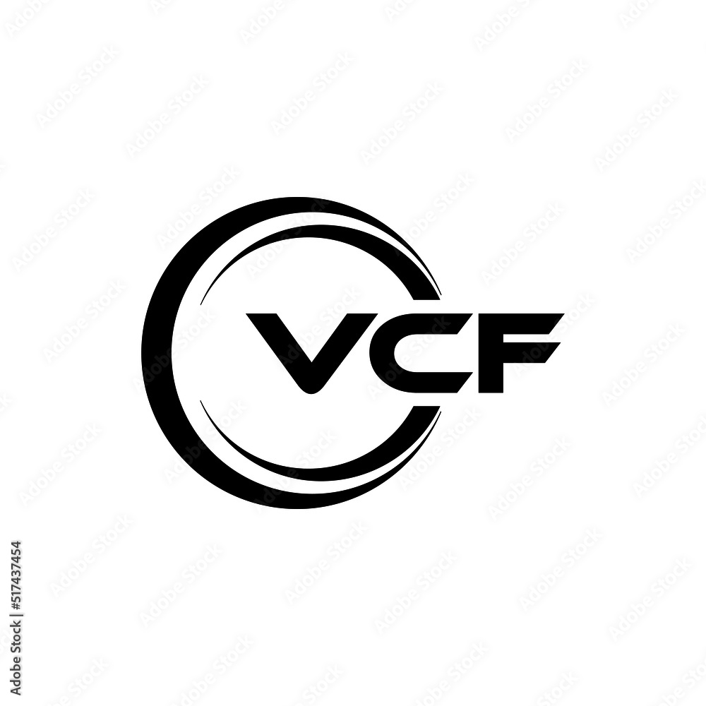 VCF letter logo design with white background in illustrator, cube logo ...