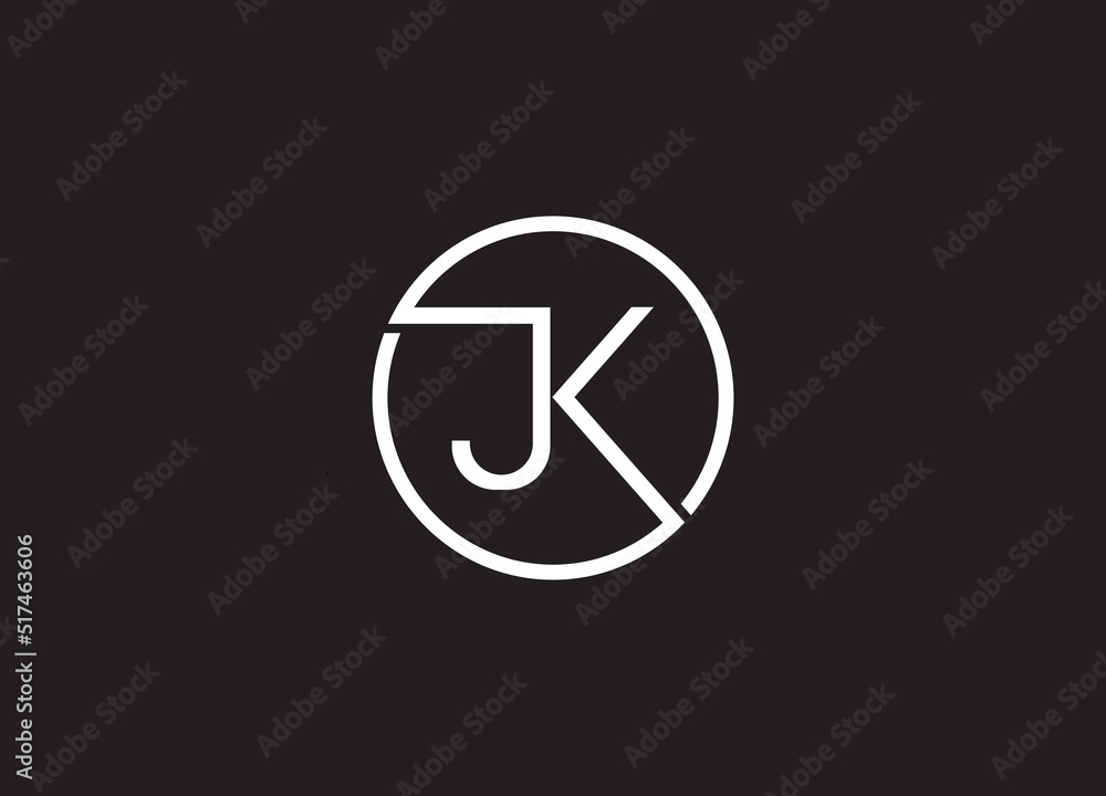 JK logo design vector. monogram logotype template. initials JK symbol ...
