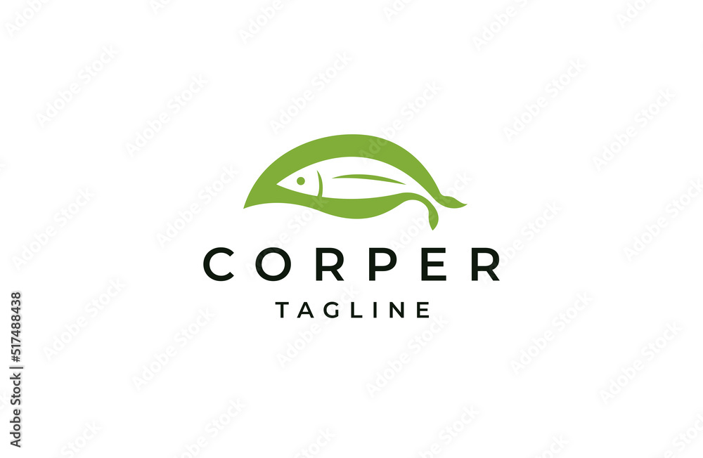 Leaf fish nature logo icon design template flat vector illustration ...