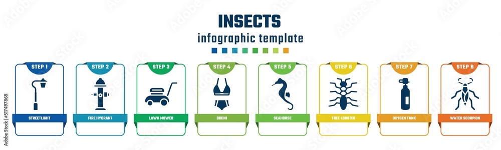 insects concept infographic design template. included streetlight, fire ...
