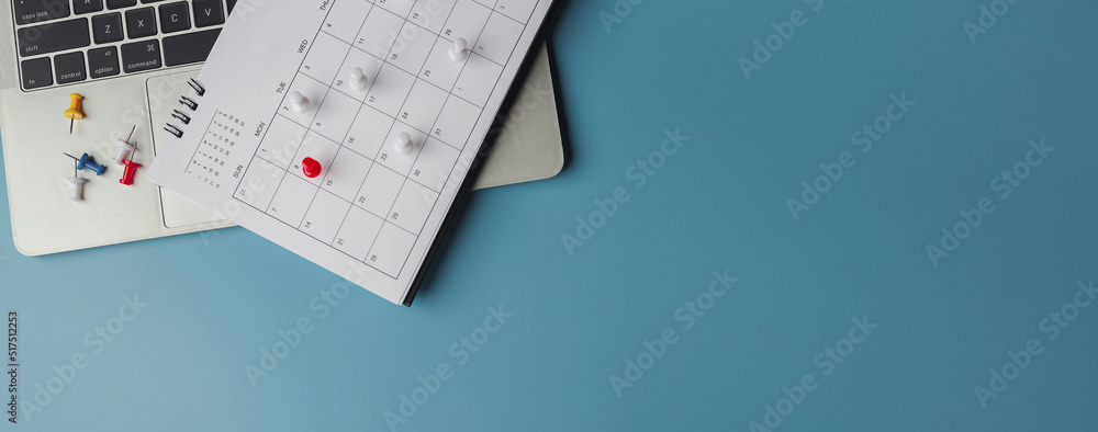 Embroidered red pins on a calendar event Planner calendar,clock to set ...