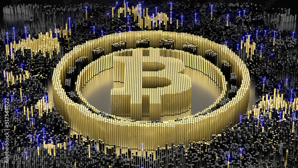 Стоковая иллюстрация «Bitcoin symbol in an abstract microstructure of ...