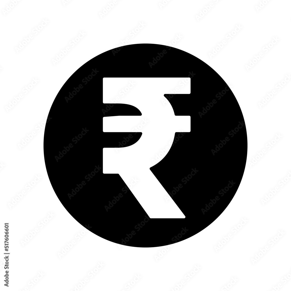 Round Indian rupee silhouette icon. Vector. Stock Vector | Adobe Stock