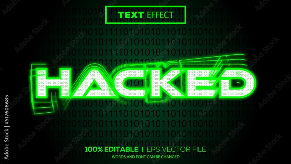 3d Editable Text Effect Hacked Theme Premium Vector Stock Vector Adobe Stock
