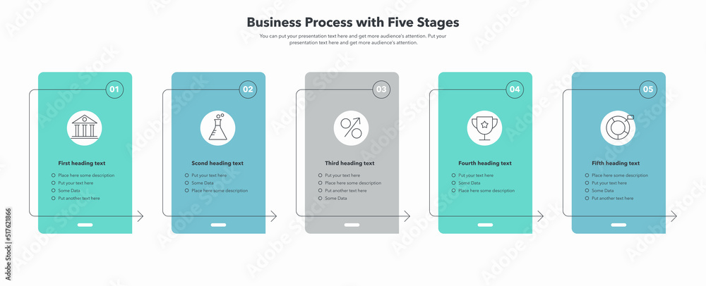 Business process template with five stages. Easy to use for your ...