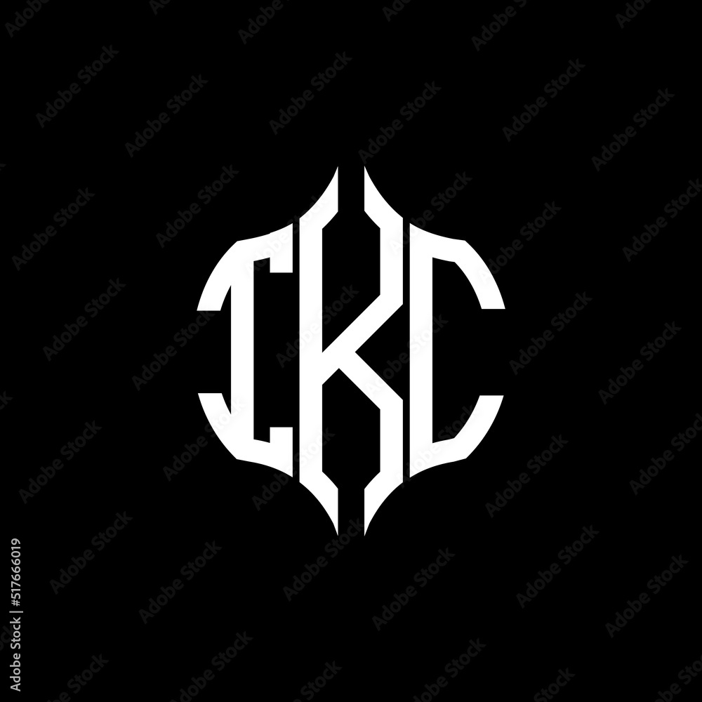 IKC letter logo. IKC best black background vector image. IKC Monogram ...