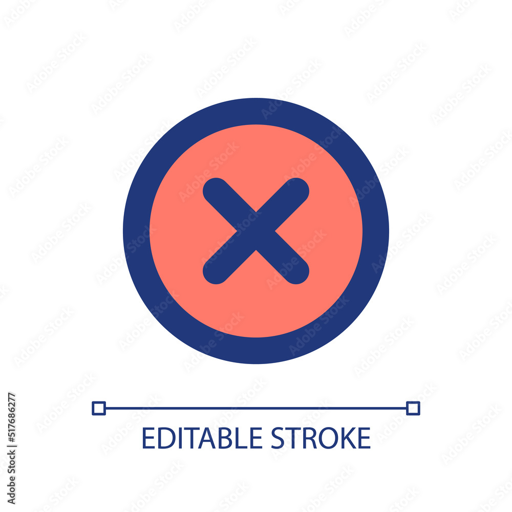 Delete button pixel perfect RGB color ui icon. Alert error. Menu ...