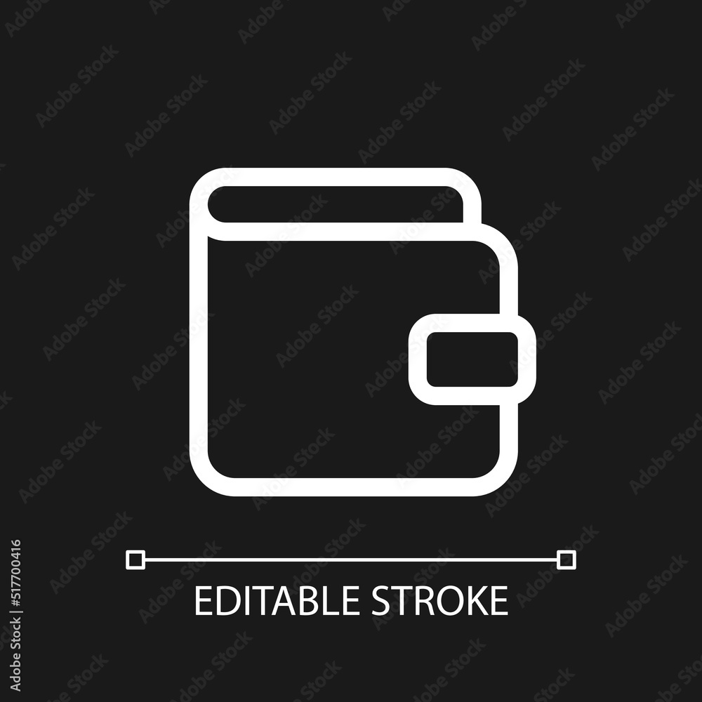 Wallet pixel perfect white linear ui icon for dark theme. Personal bank ...