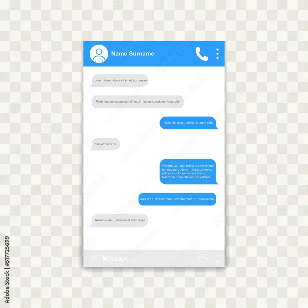 Chat interface with messaging bubbles. Sms messages. Speech bubbles ...