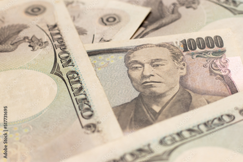 Group of Japanese banknote 10000 yen background Stock Photo | Adobe Stock