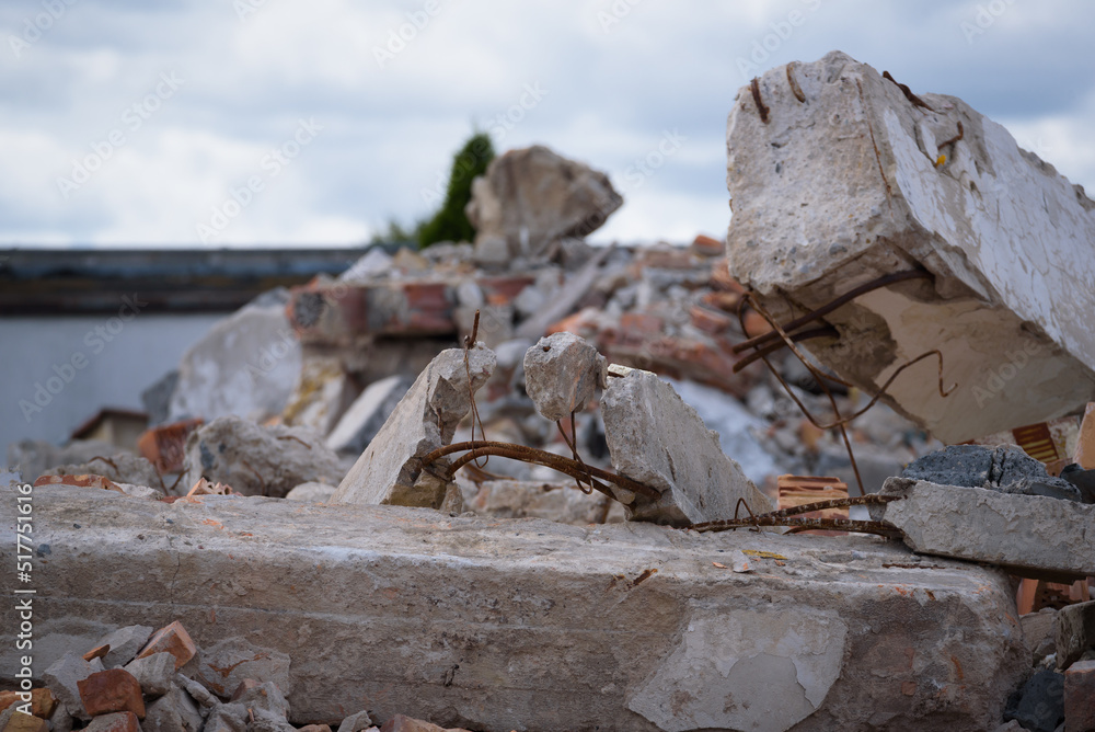 PILE OF RUBBLE - Bricks and concrete from a dilapidated building Stock ...